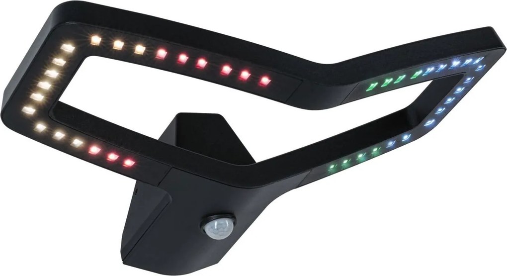 P 94793 LED venkovní nástěnné svítidlo Smart Home Zigbee 3.0 Alara pohybové čidlo IP44 hranaté 375x270mm RGBW+ 10W 230V antracit kov - PAULMANN