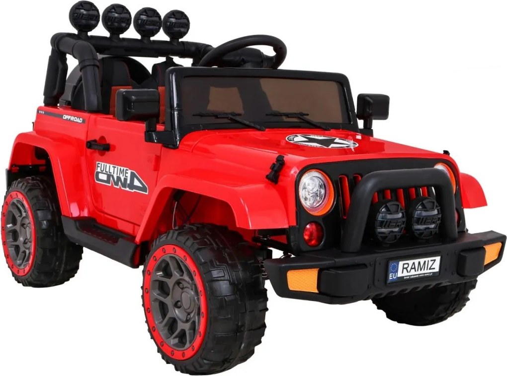 Ramiz Dětské terénní auto Full Time 4WD červené na dálkové ovládání + pohon 4x4 + LED audio + úložný prostor