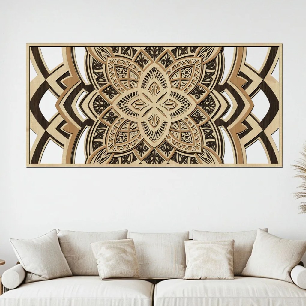dřevo života 4 vrstvá mandala ODVAHY Zvolte rozměr (cm): 60x29, Zvolte barevný dekor: dub zlaty-wenge-orech
