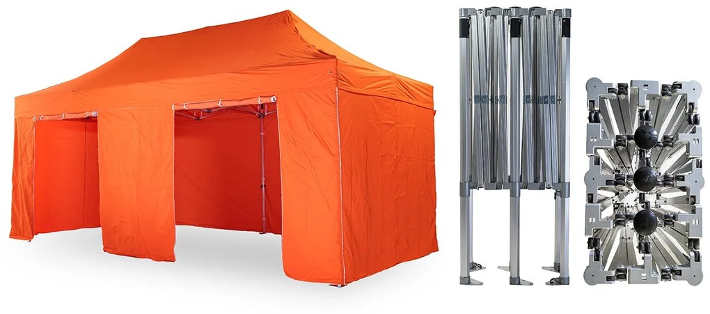 Nůžkový párty stan 4x6 m /6 noh TENTino BIG HEXAGON EXTREME Barva opláštění: 6A - ORANŽOVÁ