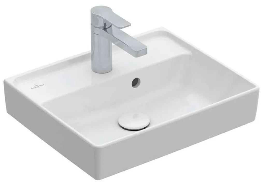 Villeroy & Boch Collaro - Umývátko 45x37 cm, s přepadem, 1 otvor pro baterii, CeramicPlus, alpská bílá 433445R1