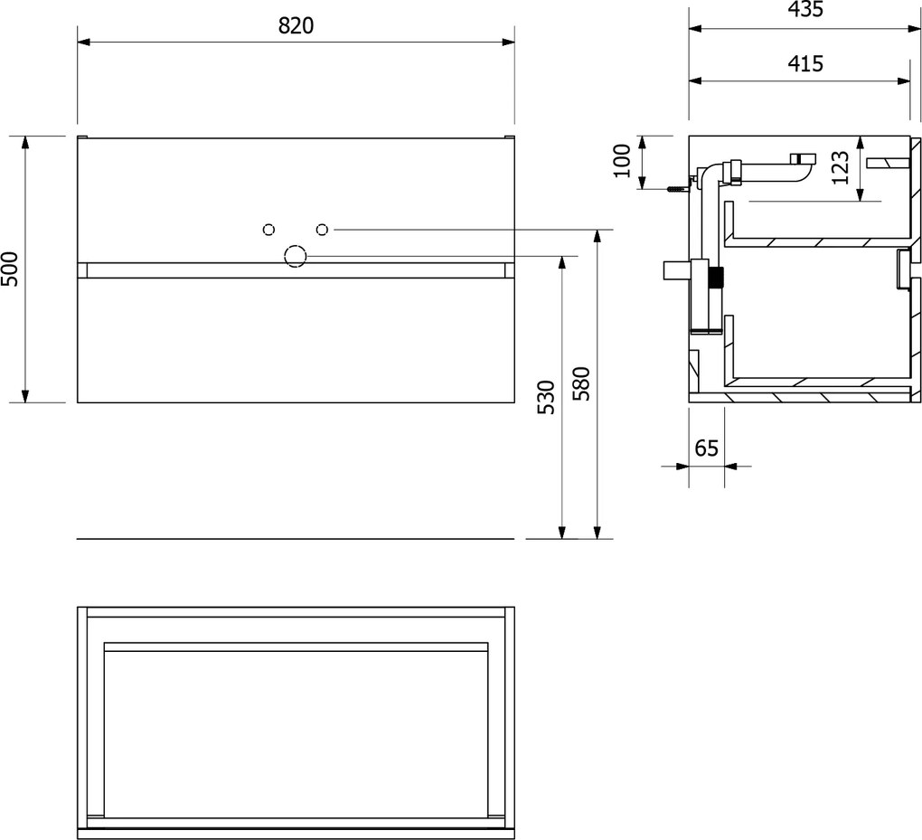 Sapho ODETTA 82 x 50 x 43,5 cm DT085-3030 umyvadlová skříňka bílá lesk