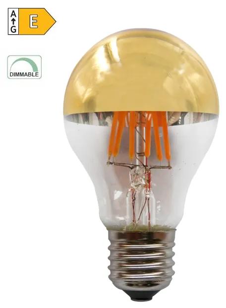 Diolamp LED Filament zrcadlová žárovka A60 8W/230V/E27/2700K/900Lm/180°/DIM, zlatý vrchlík