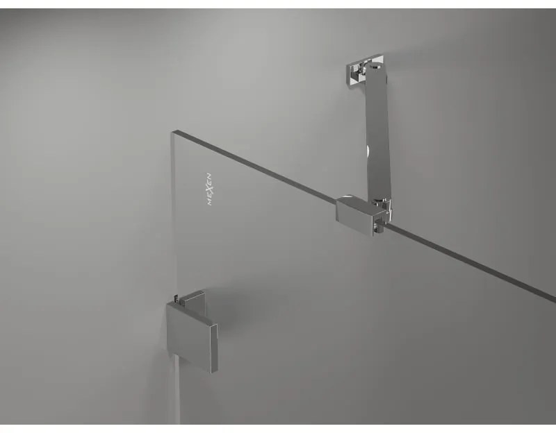 Mexen Lunar-F, sklápěcí sprchový kout pravý 100 x 100 cm, 8mm čiré sklo, chromový profil, 836-100-100-01-00-P