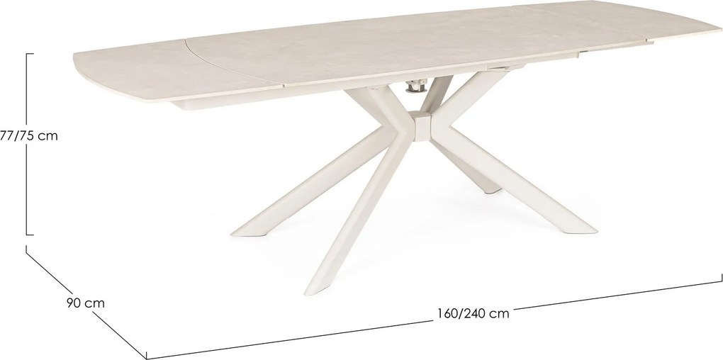 BIZZOTTO Krémový rozkládací jídelní stůl JANIKA 160-240x90 cm 0731289