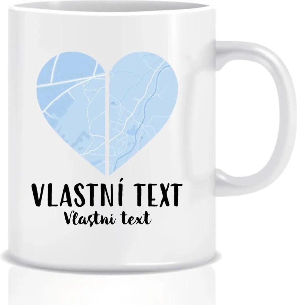 Personalizovaný klasický bílý keramický hrníček 300 ml - Dvě místa, jedno srdce