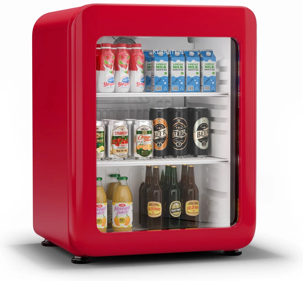 Klarstein Audrey Evo lednice na nápoje, Retro design, skleněné dveře, 65 L, EEK C