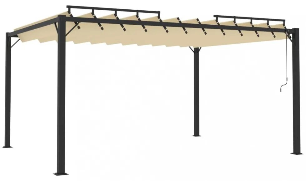 Pergola s lamelovou střechou 3 x 4 m hliník / látka Dekorhome Krémová