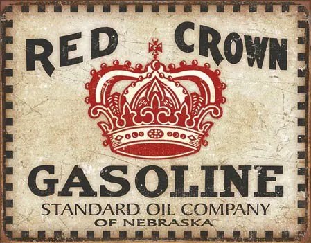 Plechová cedule: Red Crown Gasoline - 30x40 cm