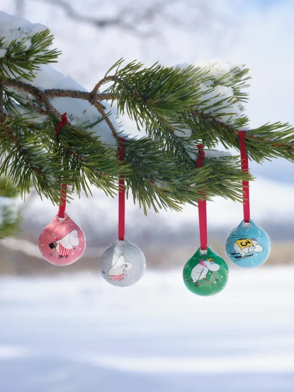 Porcelánové ozdoby Moomin Winter sports 4ks