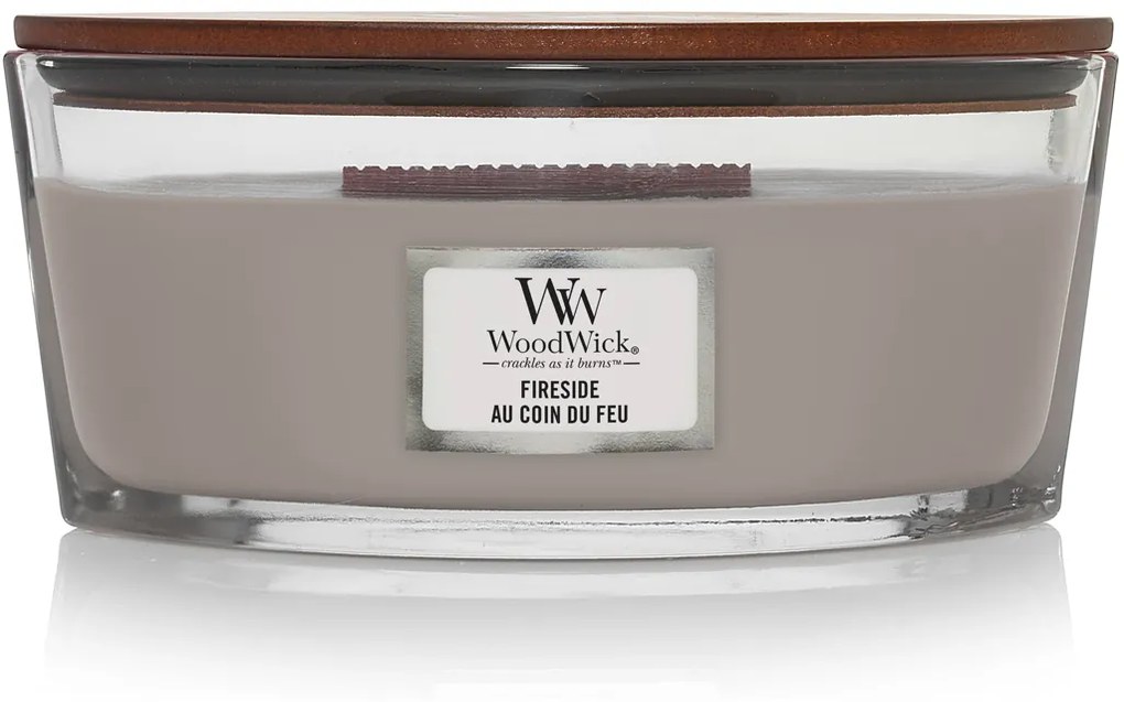 WoodWick – svíčka Fireside (Oheň v krbu), 453 g