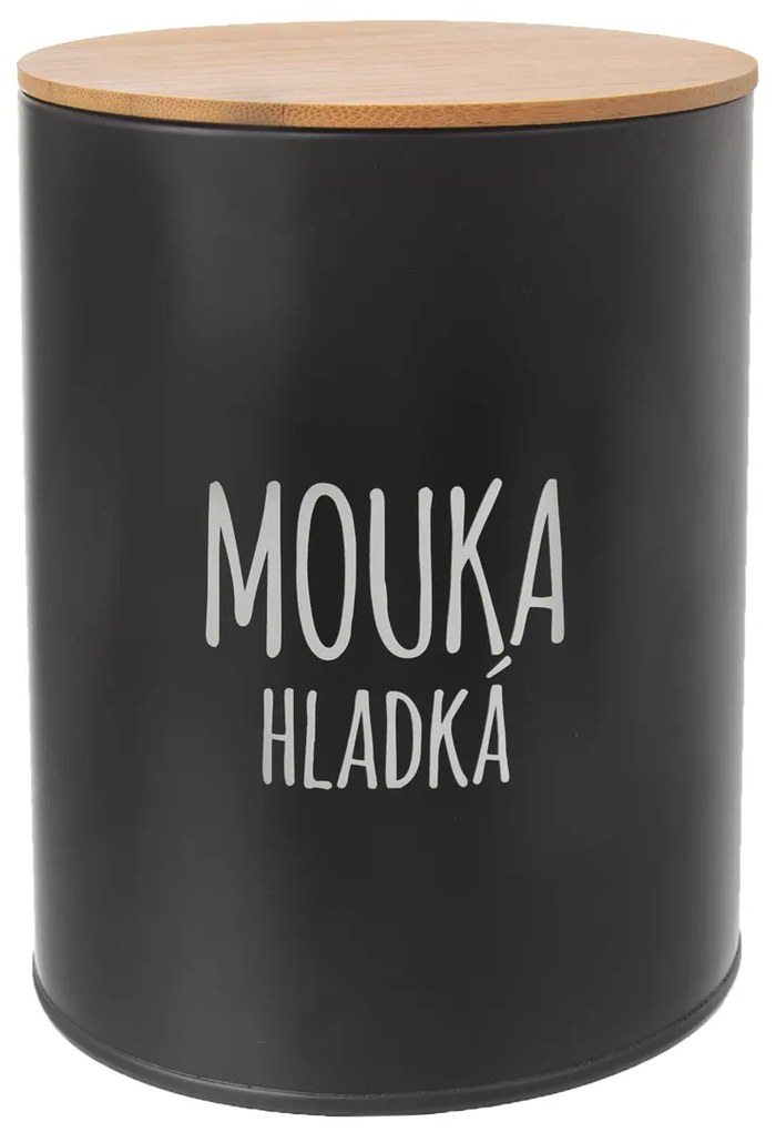 Dóza plech/bambus pr. 13 cm Mouka hladká BLACK CZ