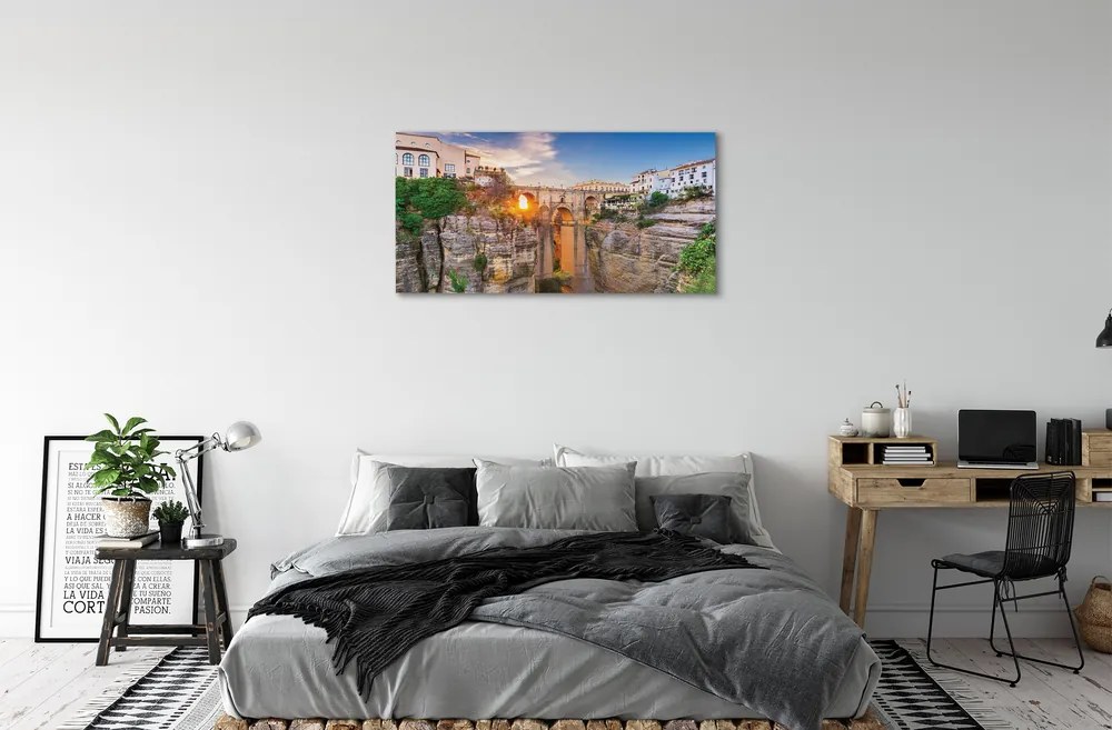 Obrazy na plátně Španělsko Bridge sunset 125x50 cm