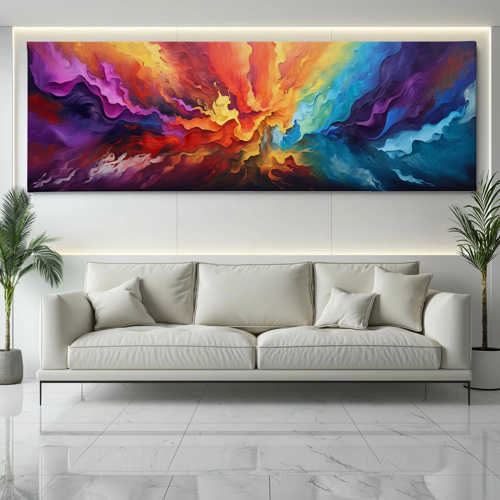 Obraz na plátně - Tříštivý proud FeelHappy.cz Velikost obrazu: 120 x 40 cm