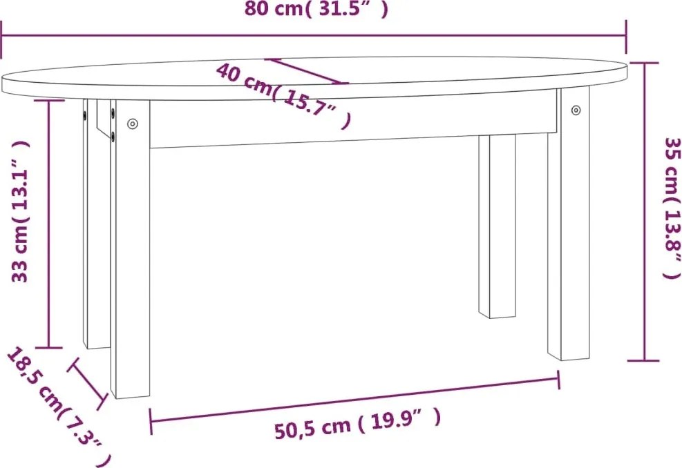 vidaXL Konferenční stolek 80 x 40 x 35 cm masivní borové dřevo [822348] Barva: Bílá