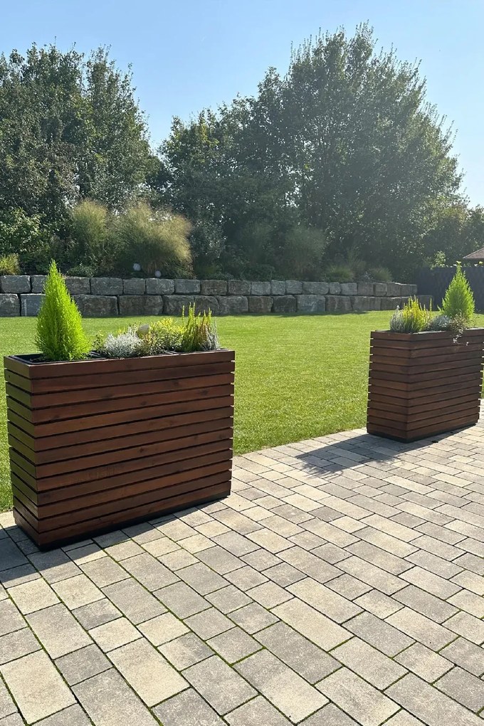 Květináč ELEMENTO, dřevo akácie, šířka 95 cm, hnědý