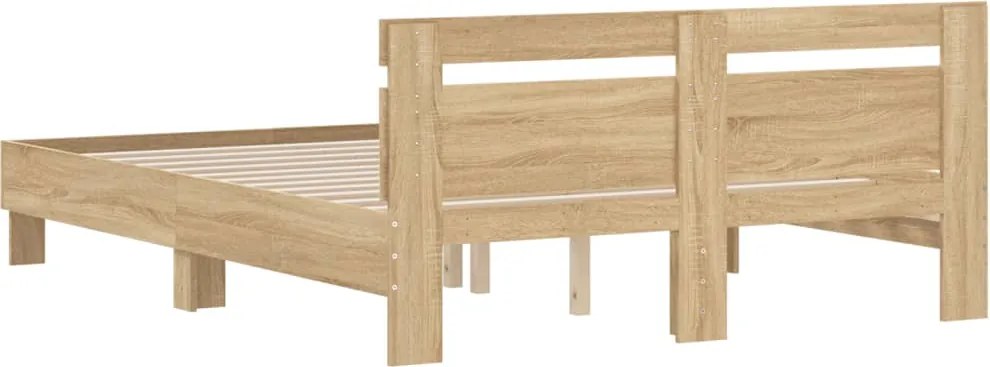 Rám postele s čelem dub sonoma 140 x 190 cm kompozitní dřevo 3207436