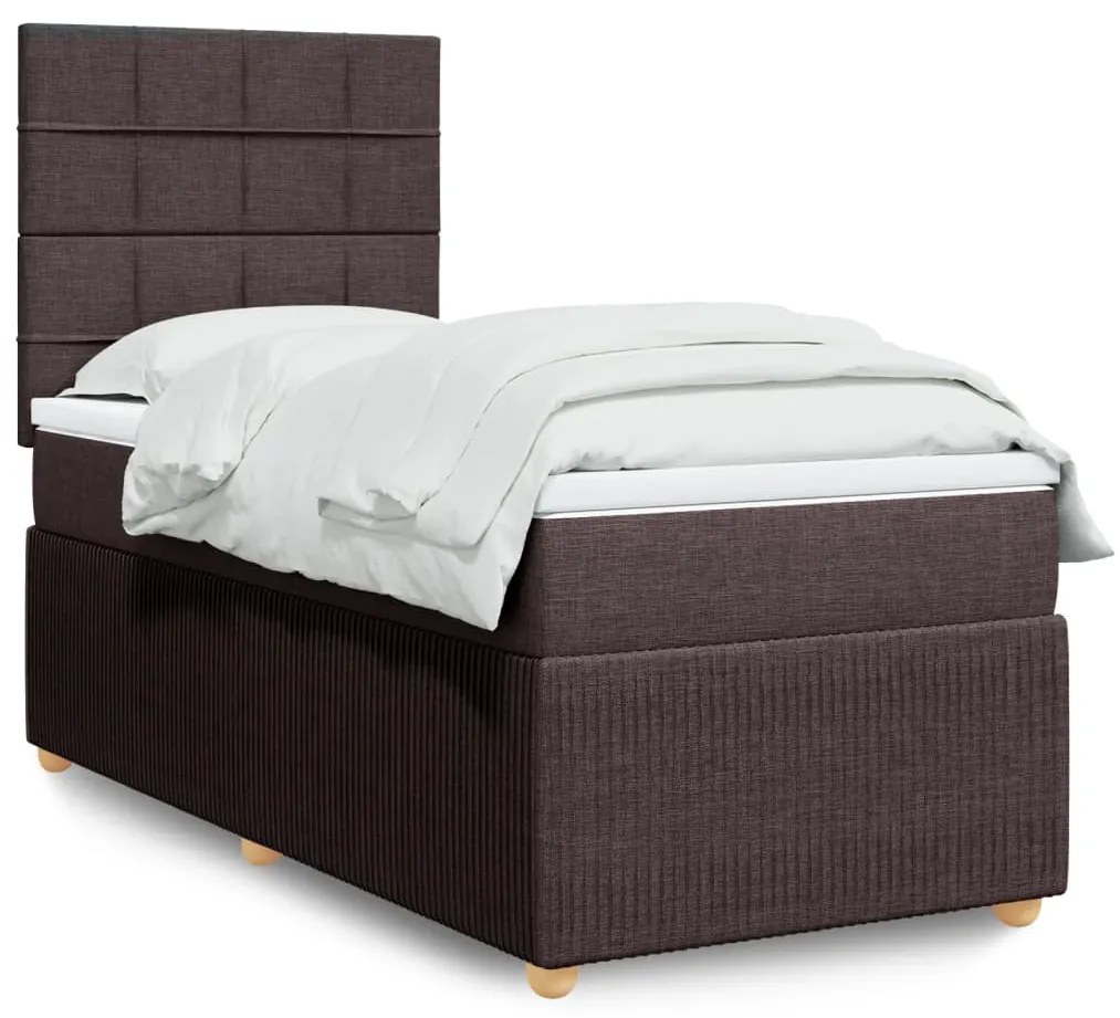 Box spring postel s matrací tmavě hnědá 90x200 cm textil