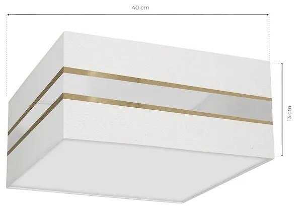 Stropní svítidlo Ultimo Square, 1x bílé/zlaté textilní stínítko, (bílé plexisklo), (40 cm)