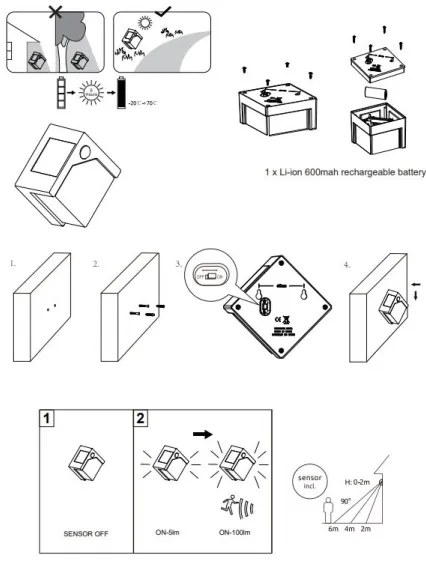 Globo 36480 - LED Solární svítidlo se senzorem SOLAR LED/0,48W/3V IP44
