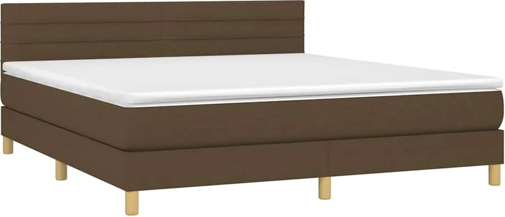 Box spring postel s matrací a LED tmavě hnědá 160x200 cm textil 3133808