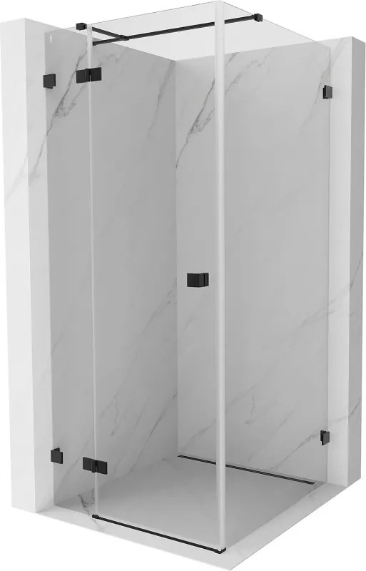 Mexen Lunar T, sklápěcí sprchový kout levý 110 x 110 cm, 8mm čiré sklo, černý profil, 834T-110-110-70-00-L