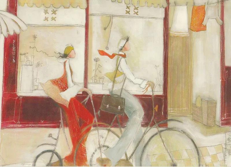 ART-STYLE Obrázek 13x18, postavy na kolech, rám sv. dub - červotoč