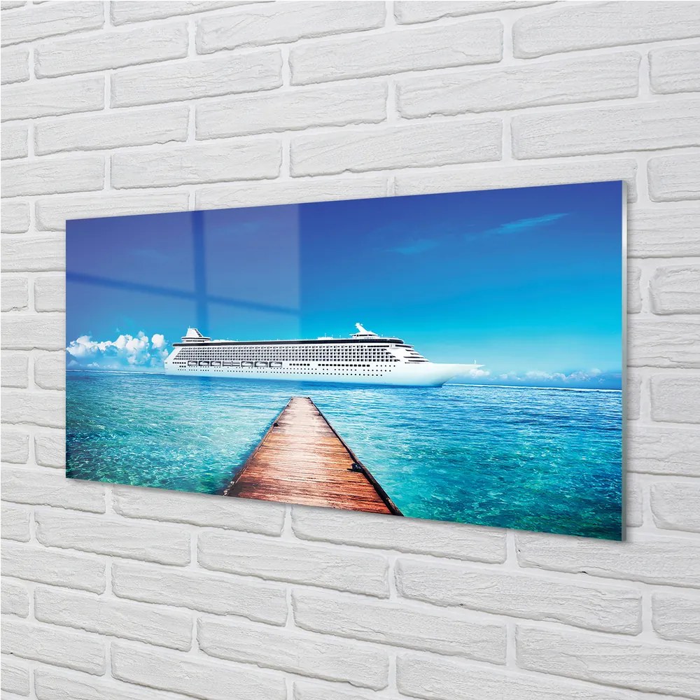 Skleněný panel Loď moře nebe léto 140x70 cm