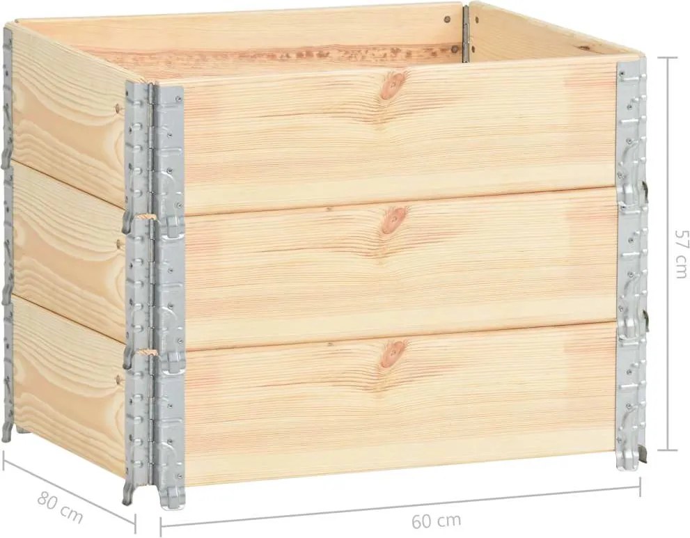 Vyvýšené záhony 3 ks 60 x 80 cm masivní borové dřevo 3055161