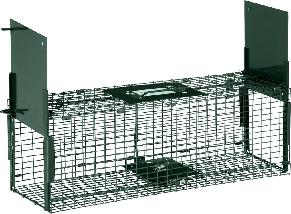 Outsunny živá past na zvířata 60x18x20 cm s ocelovým rámem a 2 dvířky pro kočky, králíky, veverky a fretky - Zelená | Aosom