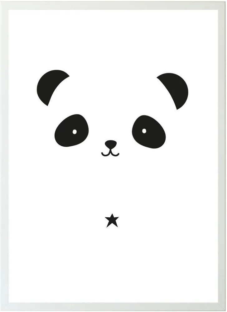 A Little Lovely Company Plakát Panda 50x70cm, černá barva, bílá barva, papír