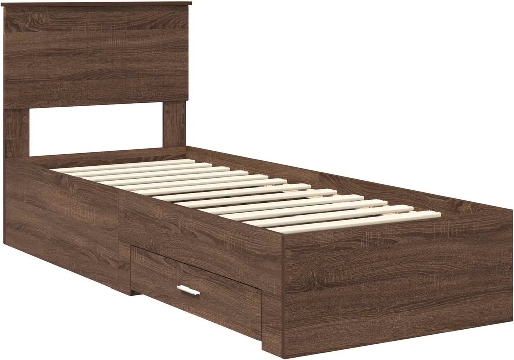 Rám postele Hnědý dub a stříbrná 75 x 190 cm Kompozitní dřevo 3410964