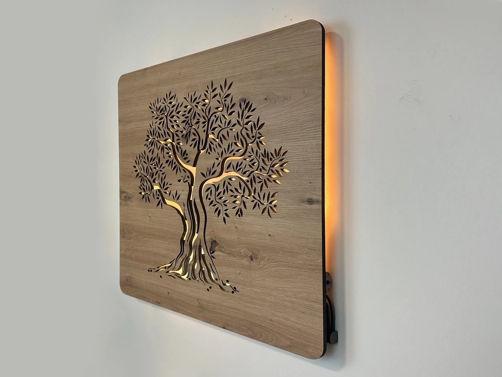 Li-Go "Olivovník" světelný obraz 230V 62x62 cm provedení povrchu: černá s patinou