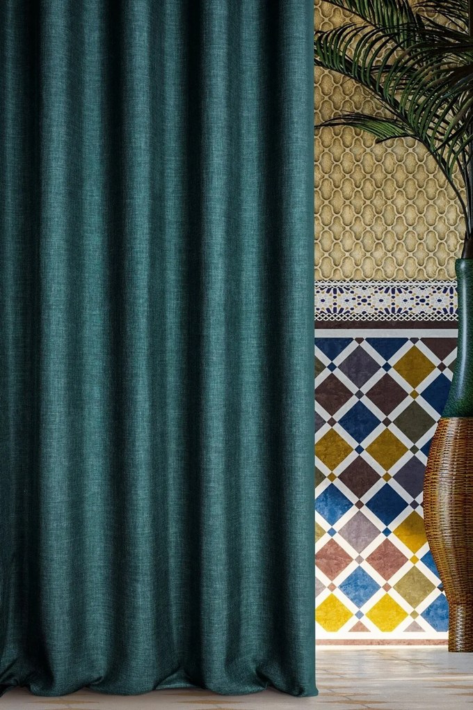 ZATEMŇOVACÍ ZÁVĚS NA KROUŽCÍCH TERRA COLLECTION MOROCCO 140X250 CM TYRKYSOVÁ