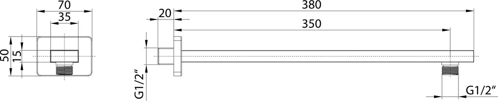 Sapho Sprchové ramínko hranat 400 mm zlato mat SL119