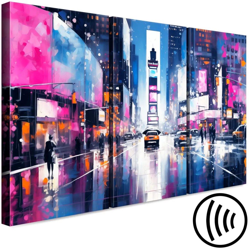 Obraz New York - Urban Lights Reflecting the Pink Shades of Night