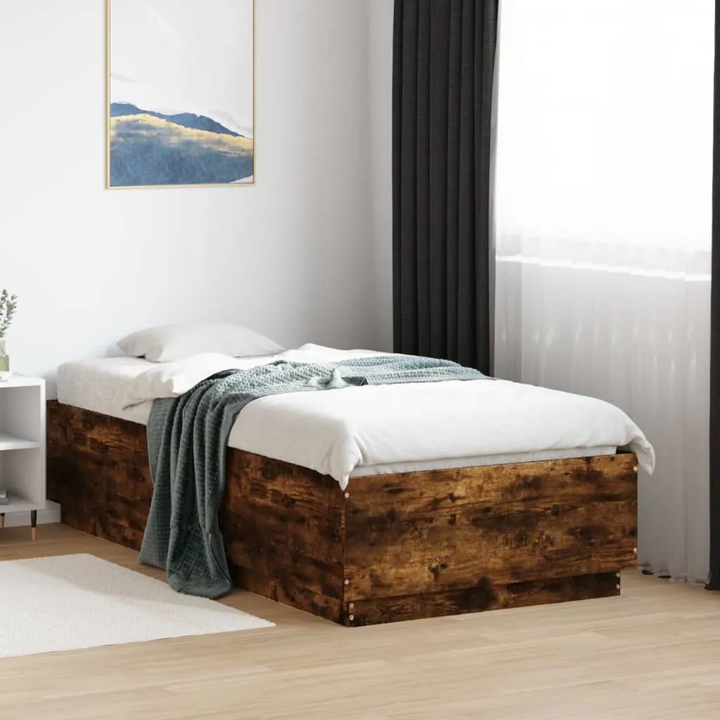Rám postele kouřový dub 90 x 190 cm kompozitní dřevo 3209755