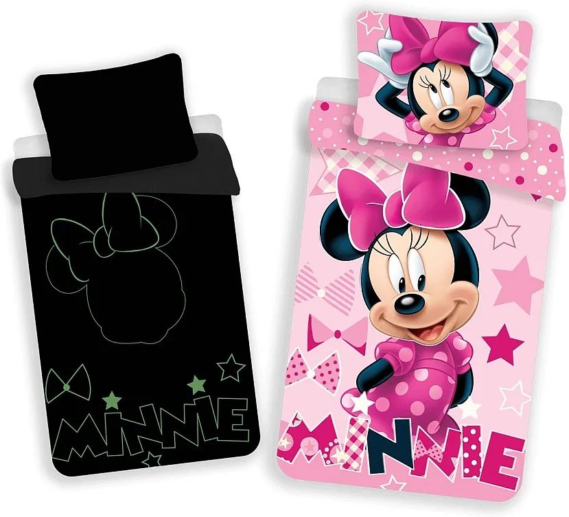 JERRY FABRICS Povlečení Minnie svítící 100% Bavlna 140/200, 70/90 cm