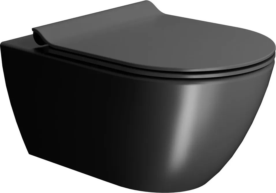 GSI GSI, PURA závěsná WC mísa, Swirlflush, 55x36 cm, černá dual-mat, 881526