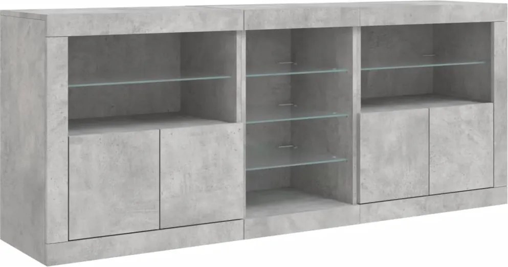 Příborník s LED osvětlením betonově šedý 181,5 x 37 x 67 cm 3209040