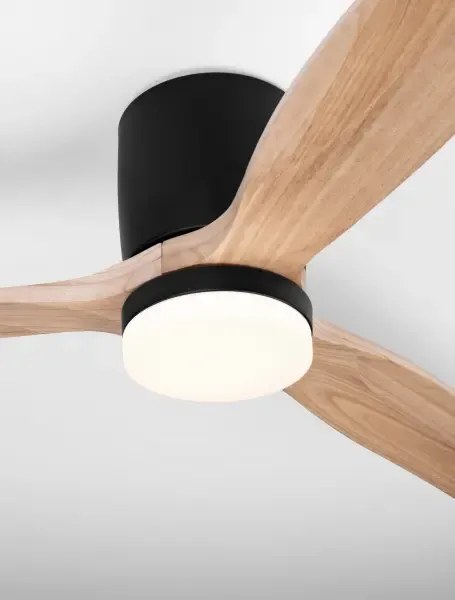 LED černo-dřevěné designové stropní svítidlo Aloa s dálkovým ovládáním 18W