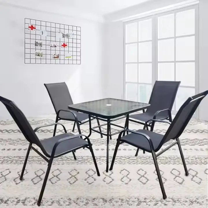 TRENDIE Sestava zahradního nábytku - 4 židle a stůl 80x80cm