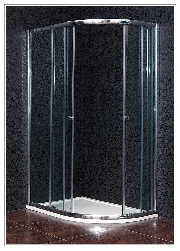 ARTTEC Sprchový kout čtvrtkruhový nástěnný KLASIK 120 x 90 cm čiré sklo s vaničkou z litého mramoru STONE levé provedení PAN04592