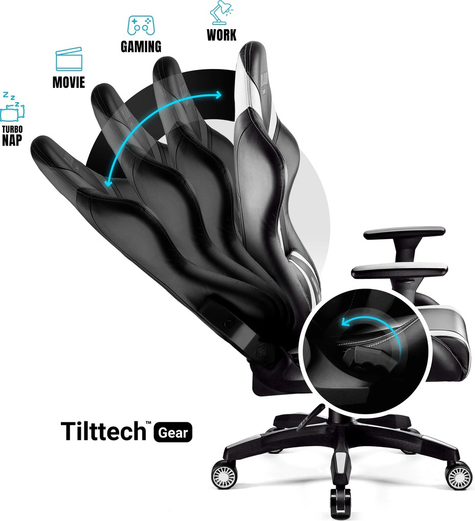 Herní židle z ekokůže Normal Size, černo-bílá: Diablo X-Horn 2.0
