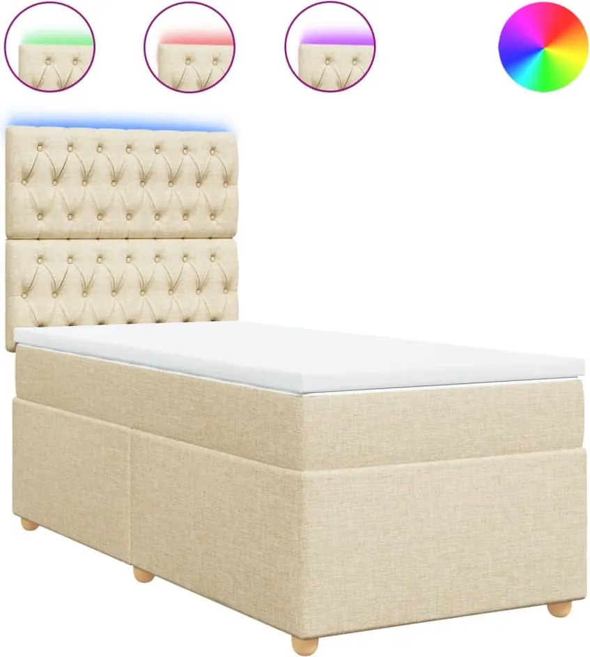 Box spring postel s matrací krémová 80 x 200 cm textil 3293419