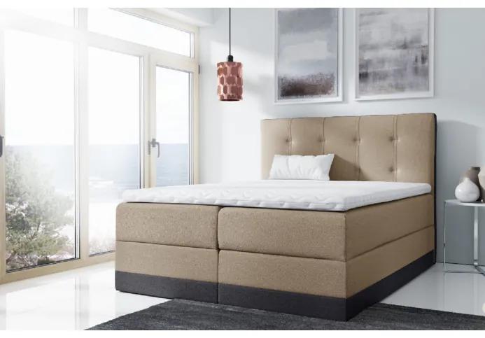 Jednoduchá čalouněná postel Tory 160x200, béžová + TOPPER