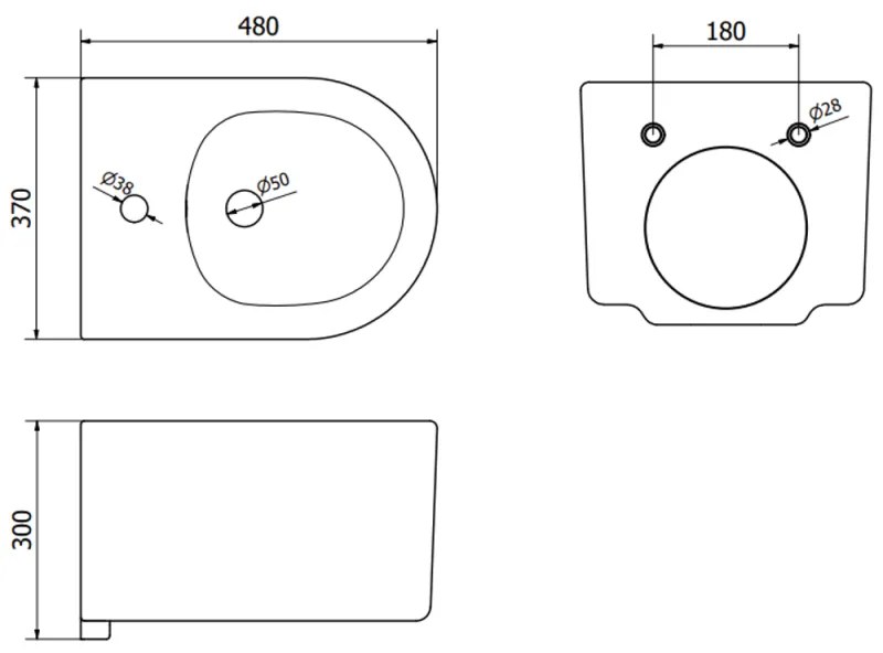 Mexen SOFIA závěsný bidet, 48 x 36 cm, bílá, 35544800