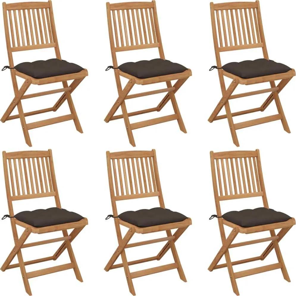 vidaXL Skládací zahradní židle s poduškami 6 ks masivní akácie [3075010] Barva: krémová