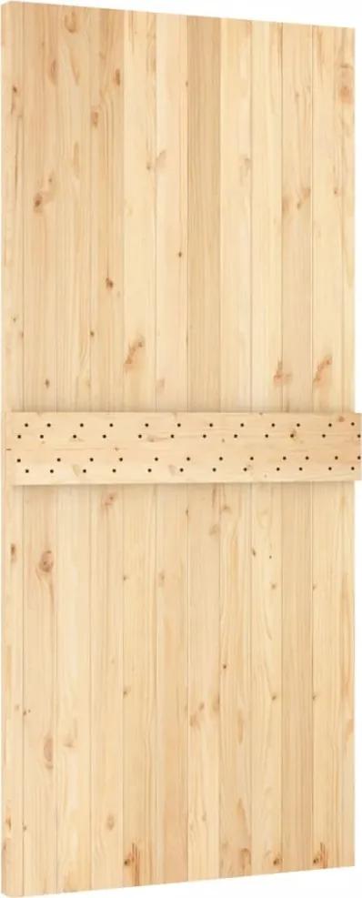 vidaXL Posuvné dveře s kováním 95 x 210 cm masivní borové dřevo [3203149]