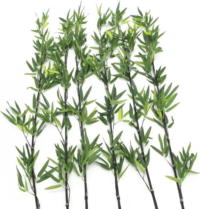 Umělá květina - Bambus s listy, 180 cm, sada 6 ks